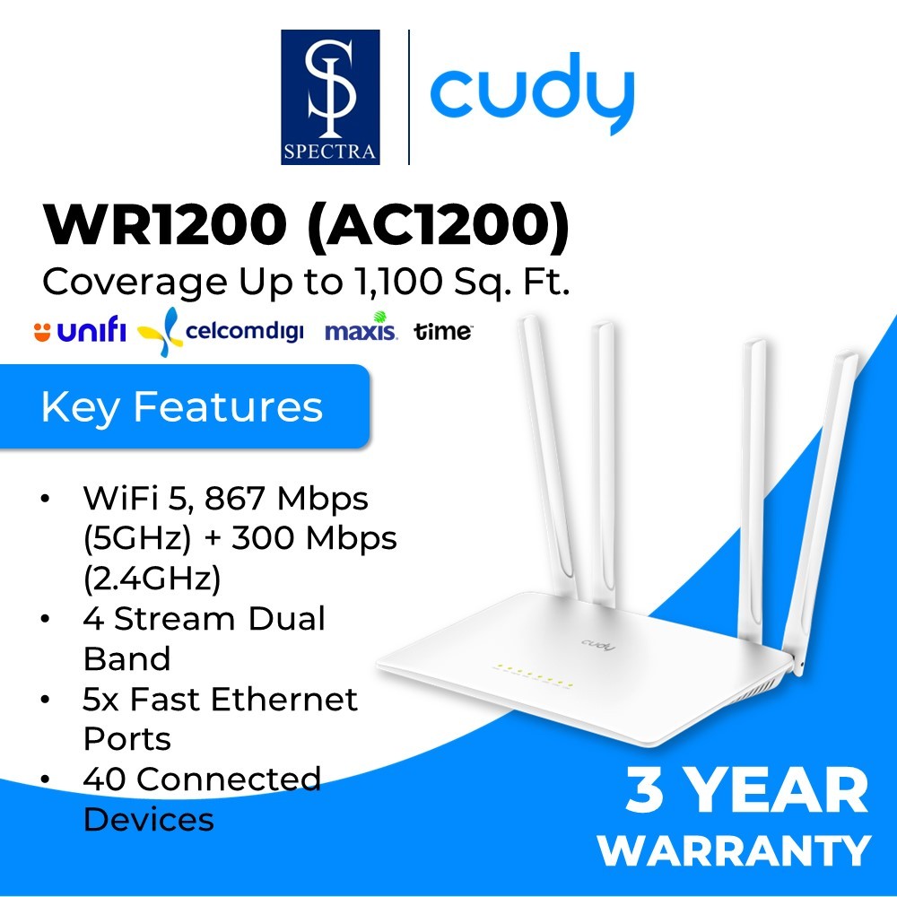 Cudy WR1300 / WR1200 AC1200 Gigabit Dual Band MU-MIMO WiFi Mesh Router ...