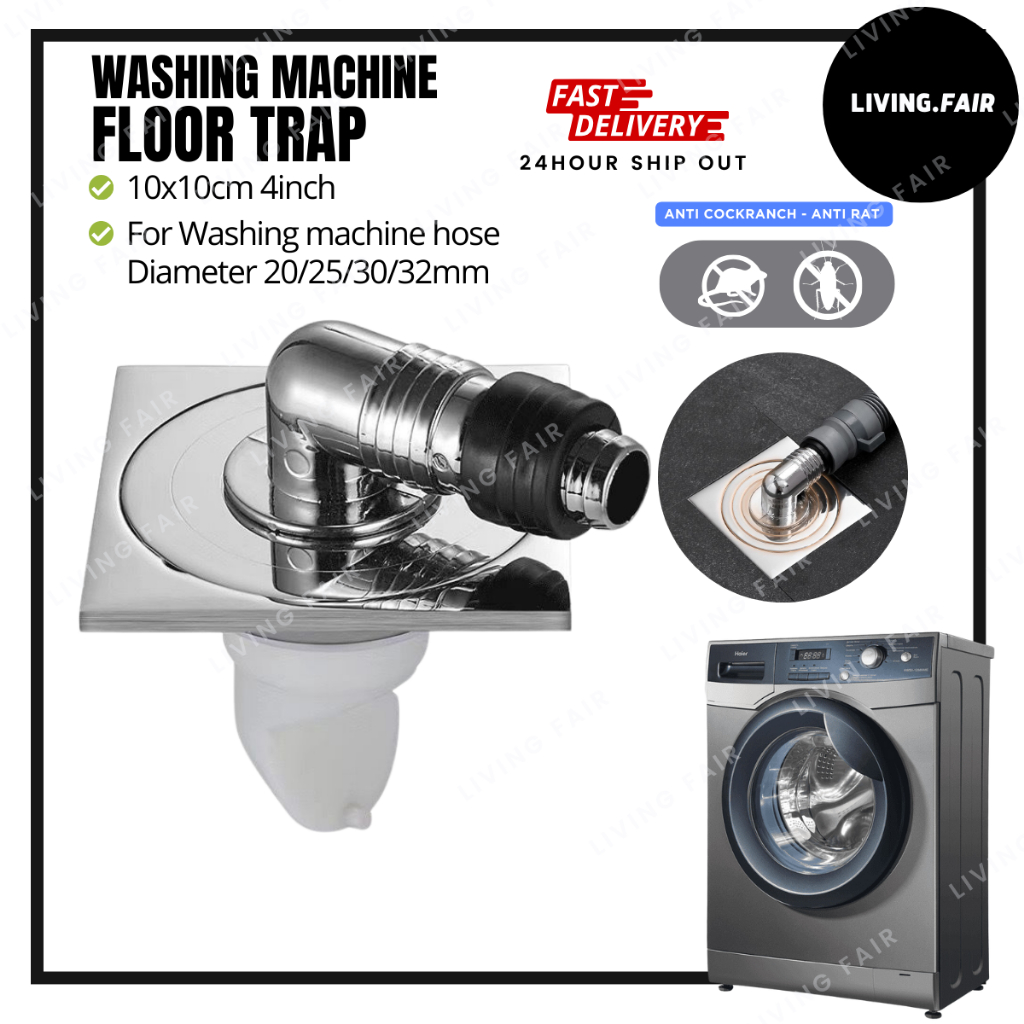 Living Fair Washing Machine floor trap 10x10cm Anti-pest stainless ...