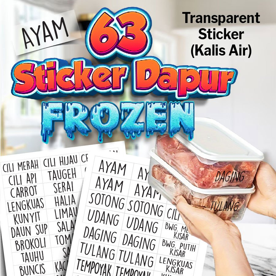 63 Sticker Dapur Sticker Barang Basah Stiker Peti Sejuk Refrigerator ...