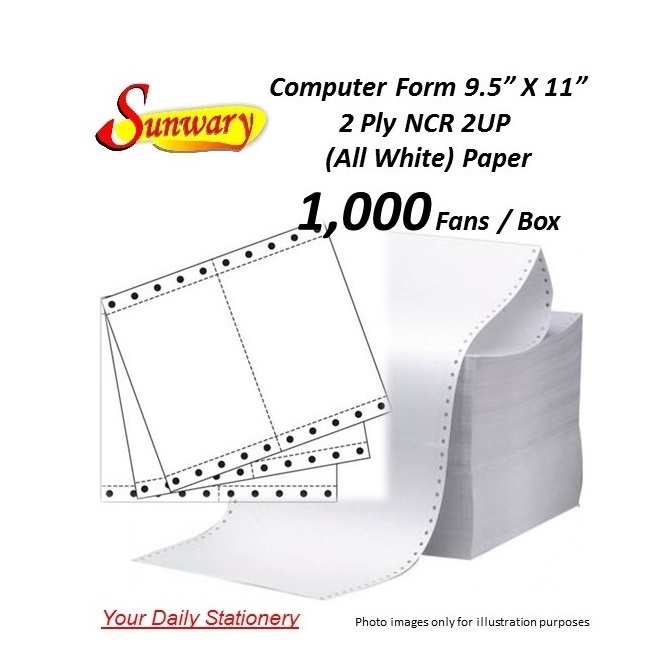Computer Form 9.5" x 11" Akira 2Ply 2up NCR - All White Paper (1000 ...