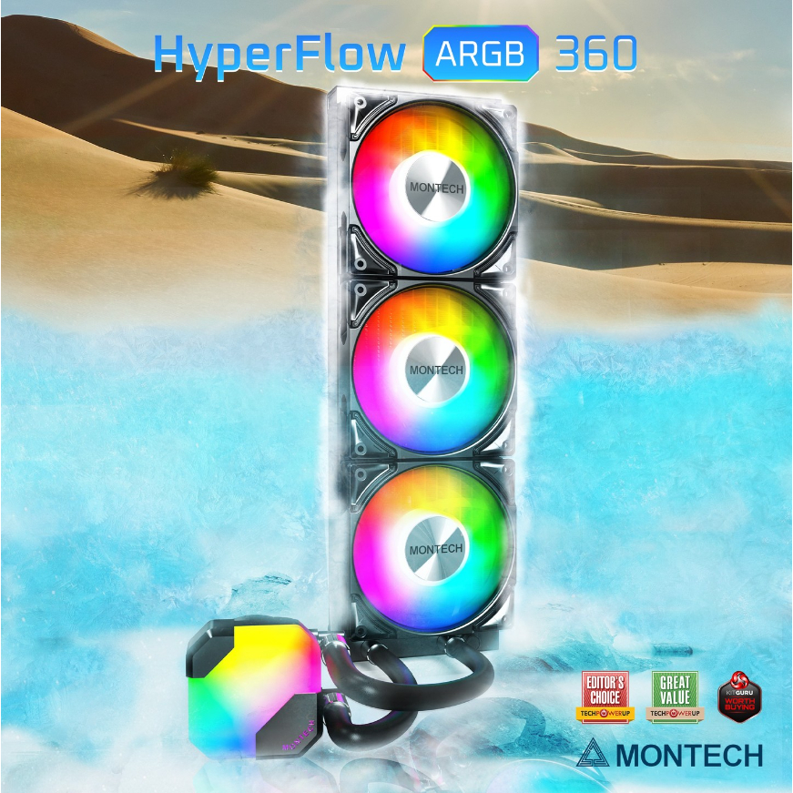MONTECH HyperFlow ARGB 360 - AIO Liquid CPU Cooler [ BLACK / WHITE ...
