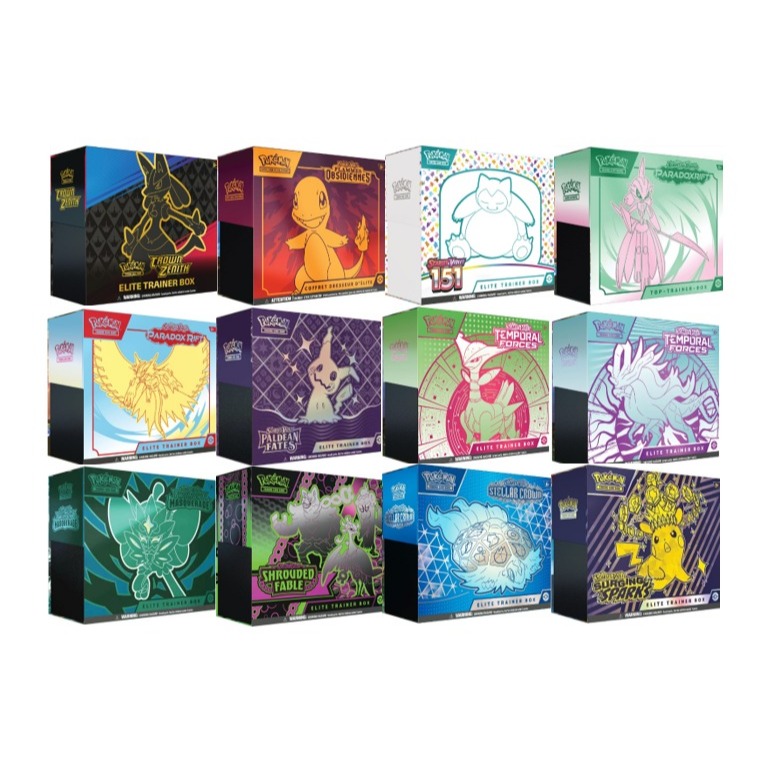 Pokemon TCG Card Game Elite Trainer BOX (ETB) Surging Sparks SV08,Stellar Crown SV07,151,Crown ...
