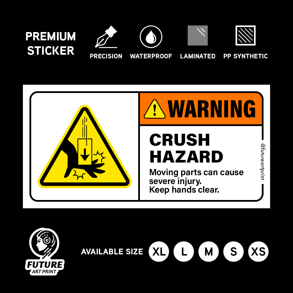 Crush Hazard. Safety Sticker. Warning Caution Danger Sign Label Hazard ...