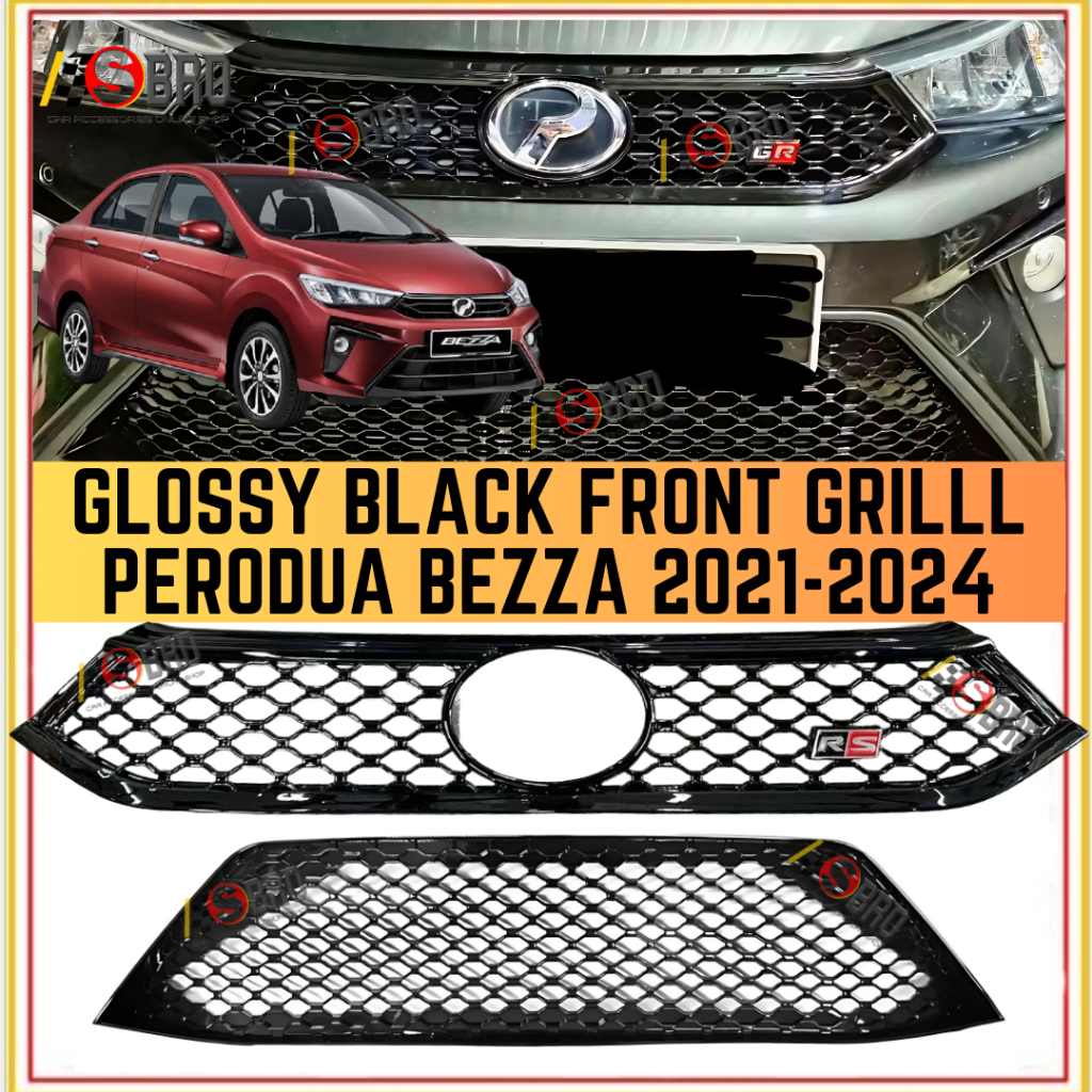 Perodua Bezza 2021-2024 Front Grill Glossy Black (Mini Cooper Style) RS ...
