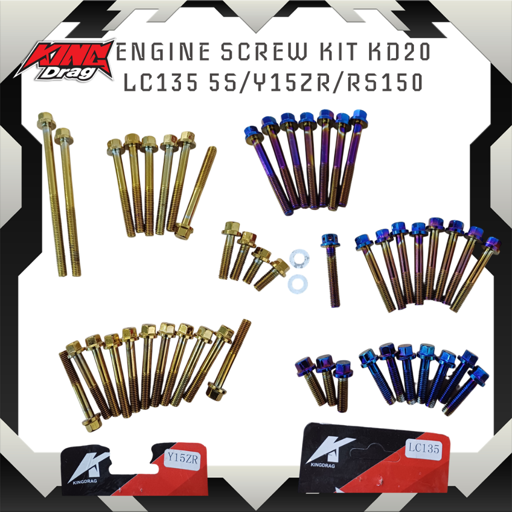 KING DRAG ENGINE SCREW SET YAMAHA Y15ZR LC135 5S HONDARS150 GOLD BLUE ...