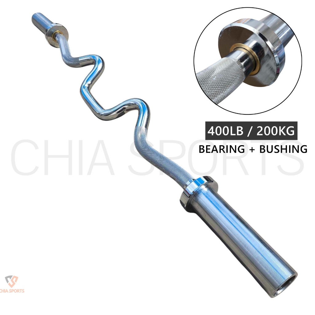 Bearing Olympic Super Curl Bar 1.14m 5cm OB47 Extra Curved Ez Barbell ...