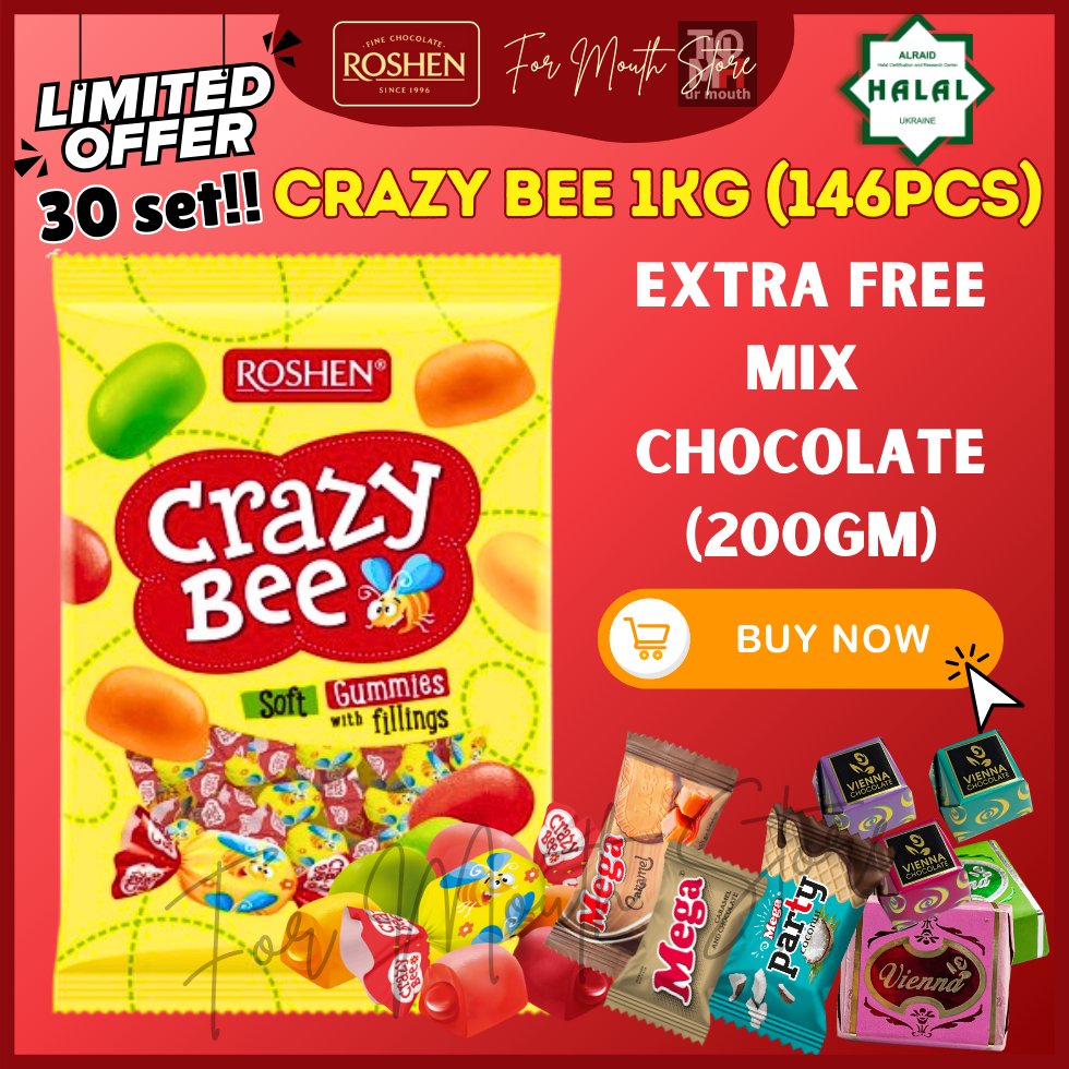 ROSHEN Candy Crazy Bee Jelly Candy Gummy Halal Gula Gula Viral Gula ...