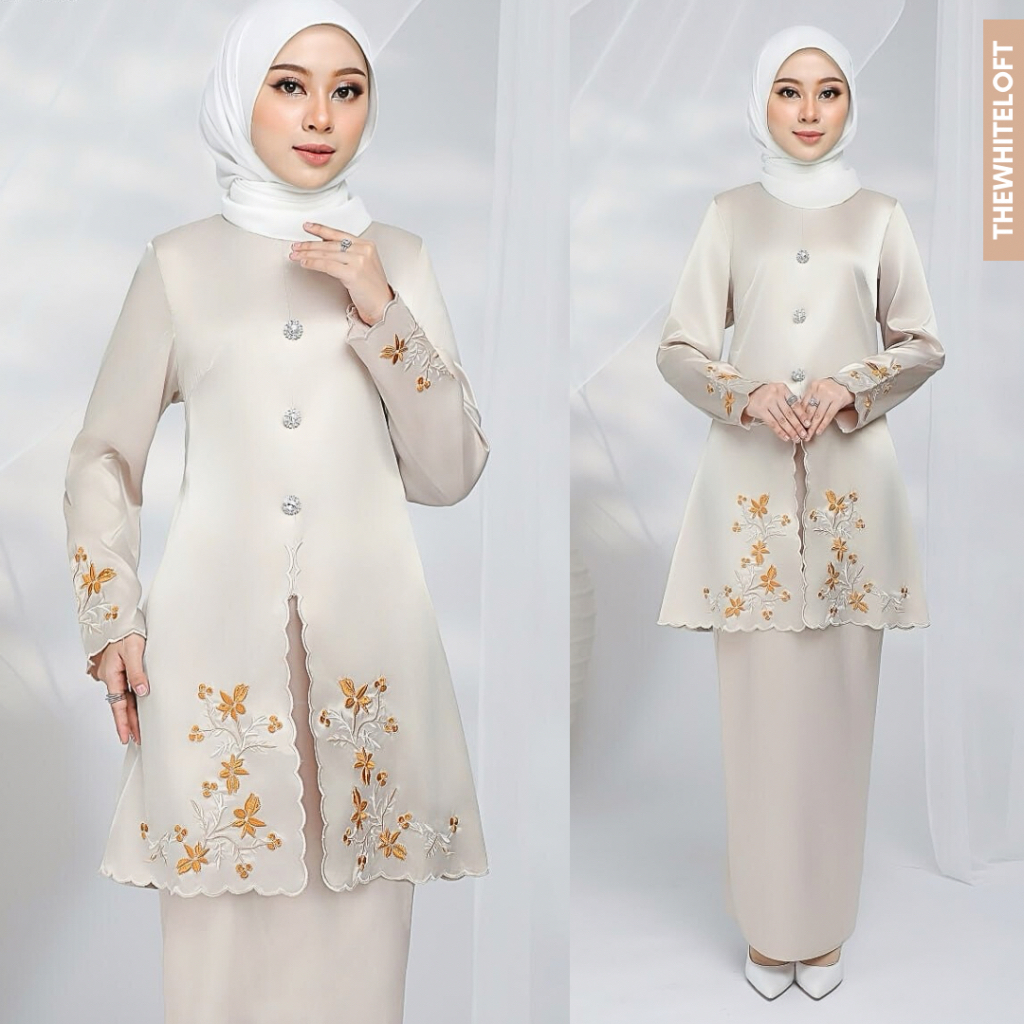 Jenna Kurung Chicchoc Baju Raya 2025 Baju Kurung Satin with Embroidery ...