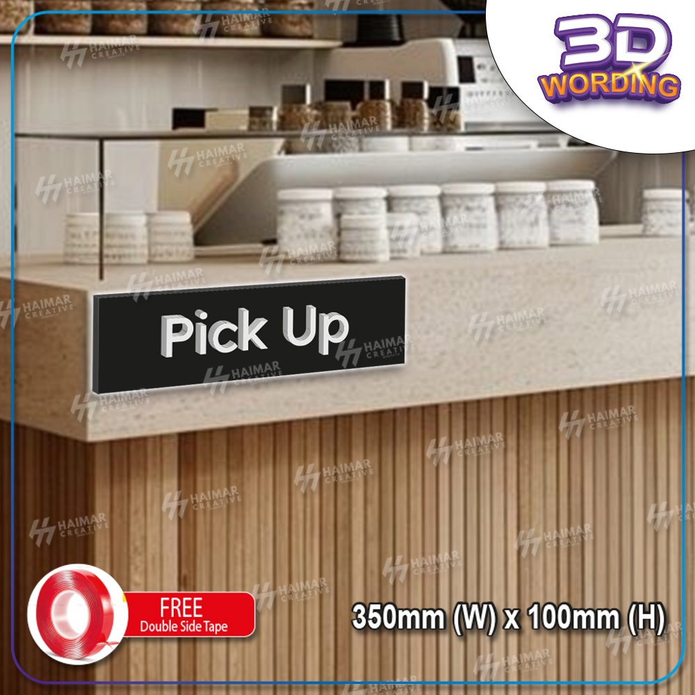 3D SIGN ORDER HERE , PICKUP, SIGNAGE ACRYLIC COUNTER, FOOD, COFFEE ...