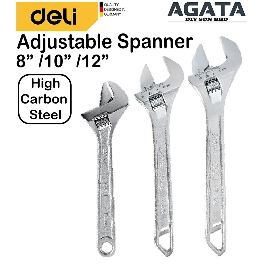 DELI Adjustable Spanner (8"/ 10"/ 12") DL008A h/Duty Adjustable Wrench ...