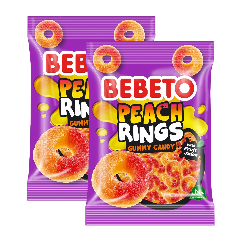 Bebeto Peach Rings Gummies 2 Bag - (80g X 2) (Gula-gula Cincin Pic ...