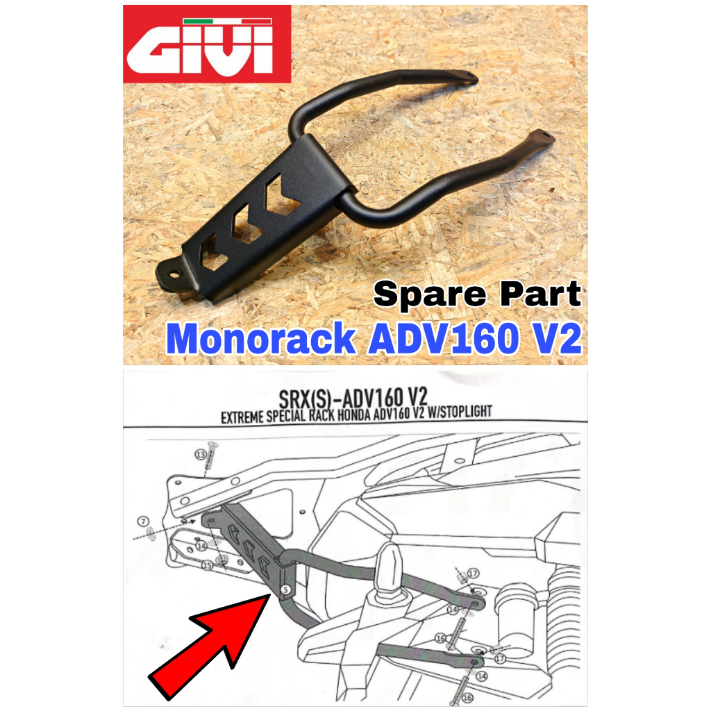 Bracket Support Rear Monorack GIVI ADV160 V2 Model SRX(S) - ADV160 V2 ...