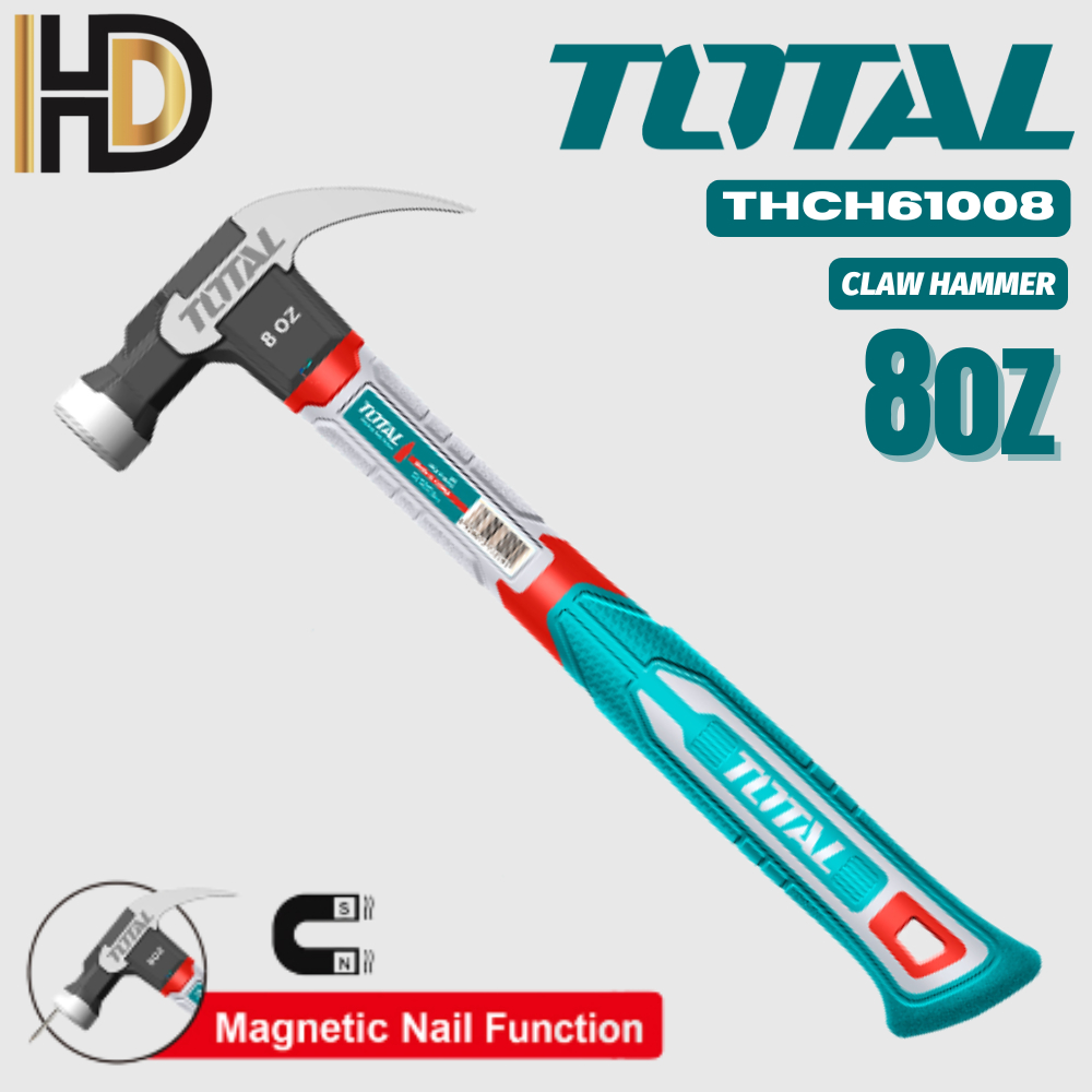 TOTAL Claw Hammer / TOTAL 8oz Claw Hammer / Claw Hammer With Rubber ...