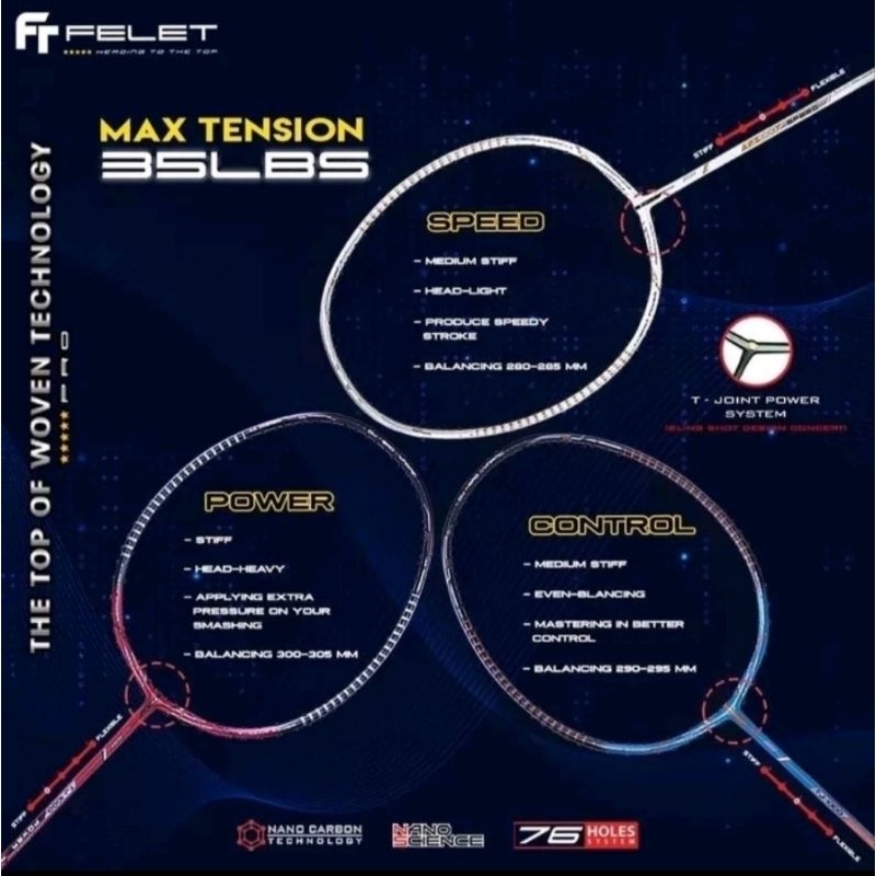 FELET TJ 1000 POWER/CONTROL/SPEED(Free string installation!) | Shopee ...