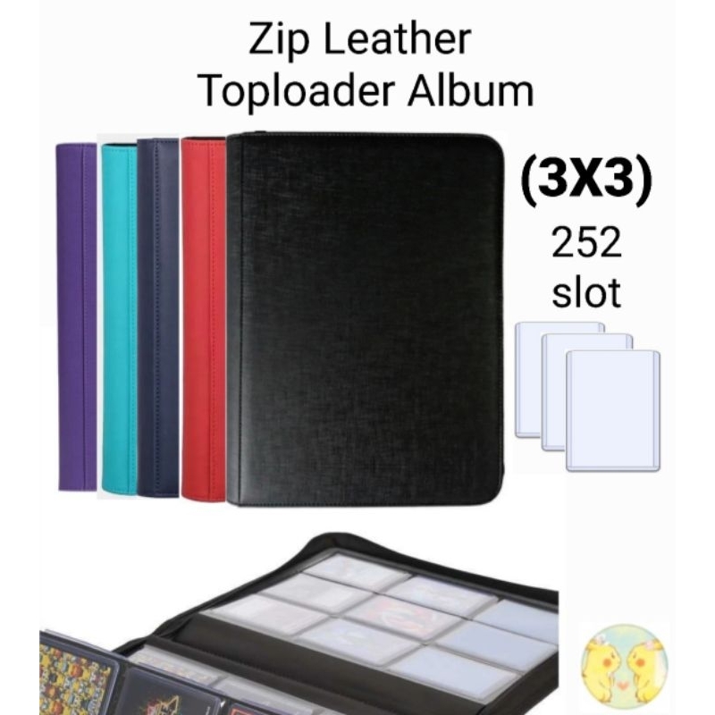 Zip Leather Toploader Album 3X3 (252 slot toploader) 硬卡套收藏册 /卡册 ...