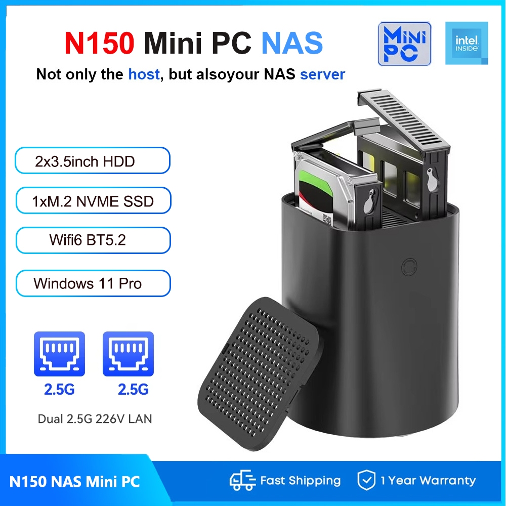 2-Bay NAS R1 PRO 12th Gen Intel N150 Network Attached Storage Private Cloud Firewall Soft Router ...