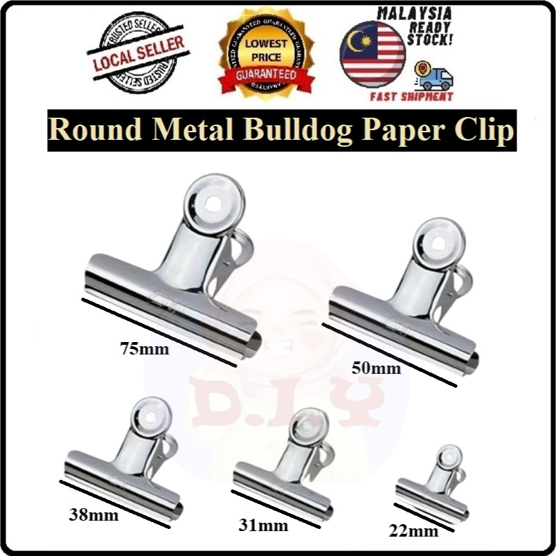 [1 PCS] Round Spring Binder Clip / Round Metal Bulldog Paper Clip Klik ...