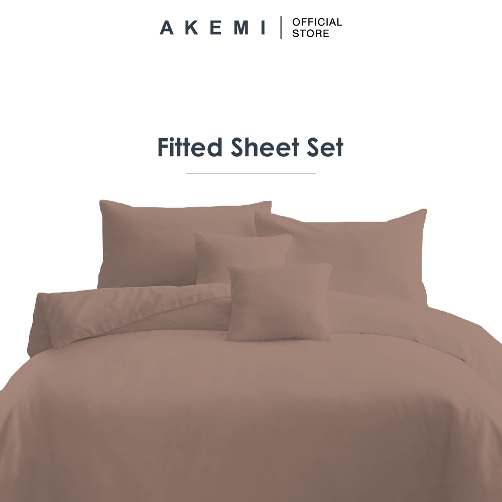 AKEMI Cotton Essentials Colour Home Divine Fitted Sheet Set 600TC (Super Single/ Queen/ King ...