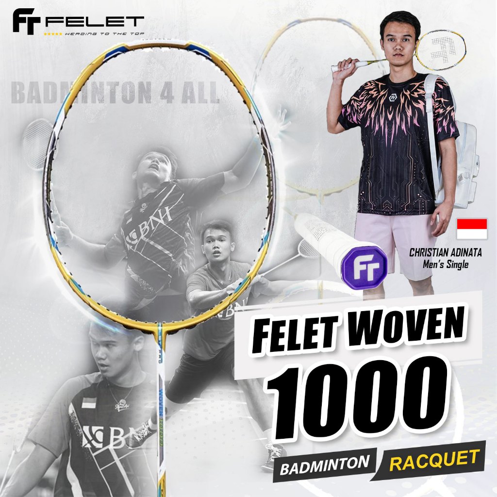 FELET WOVEN 1000 BADMINTON RACQUET FELET BADMINTON RACKET | Shopee ...