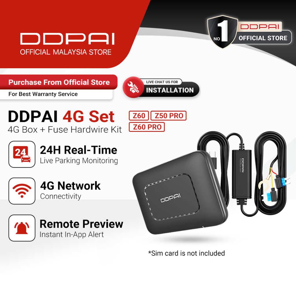 DDPAI 4G Type-C Fuse Hardwire Kit for 24H Real Time Monitoring [ Z60 ...