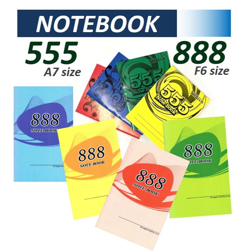 Notebook 555 / Note Book 888 Size A7 / F6 40 pages 60 gsm single line ...