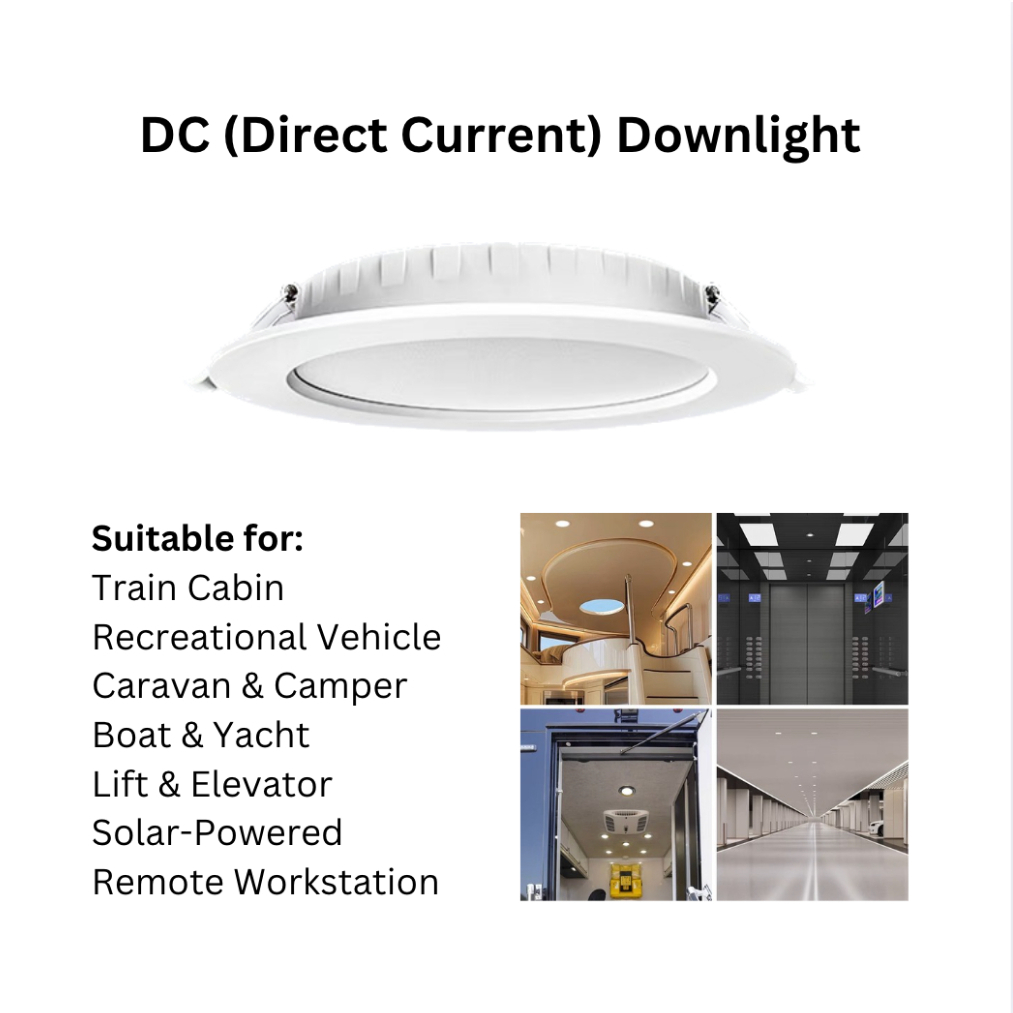 DC (Direct Current) 12V to 85V 6" 18W LED Recessed Downlight for Train ...