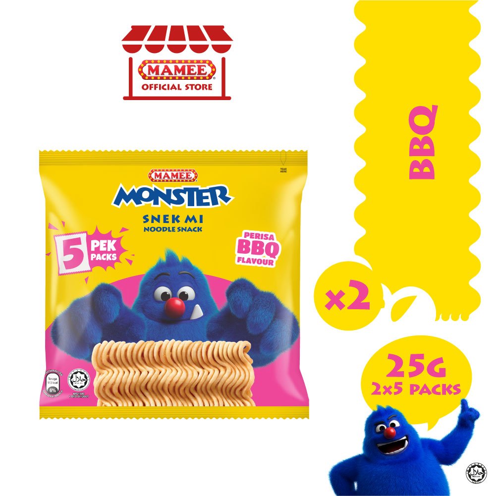 Mamee Monster Family Pack - BBQ 5*25g (2 packs) | Shopee Philippines