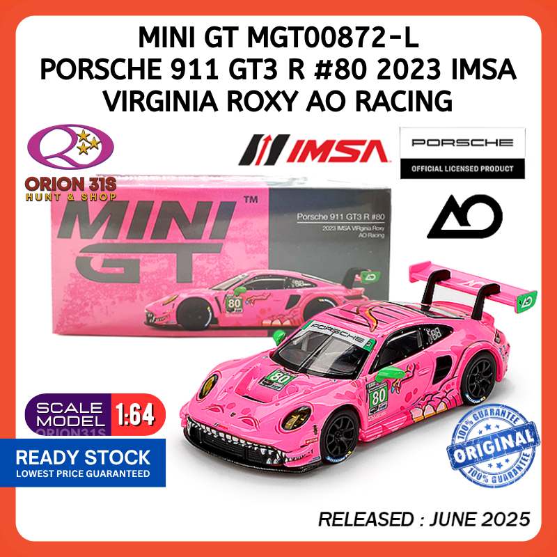 Mini GT 872 Porsche 911 GT3 R 80 2023 IMSA VIRginia Roxy AO Racing ...
