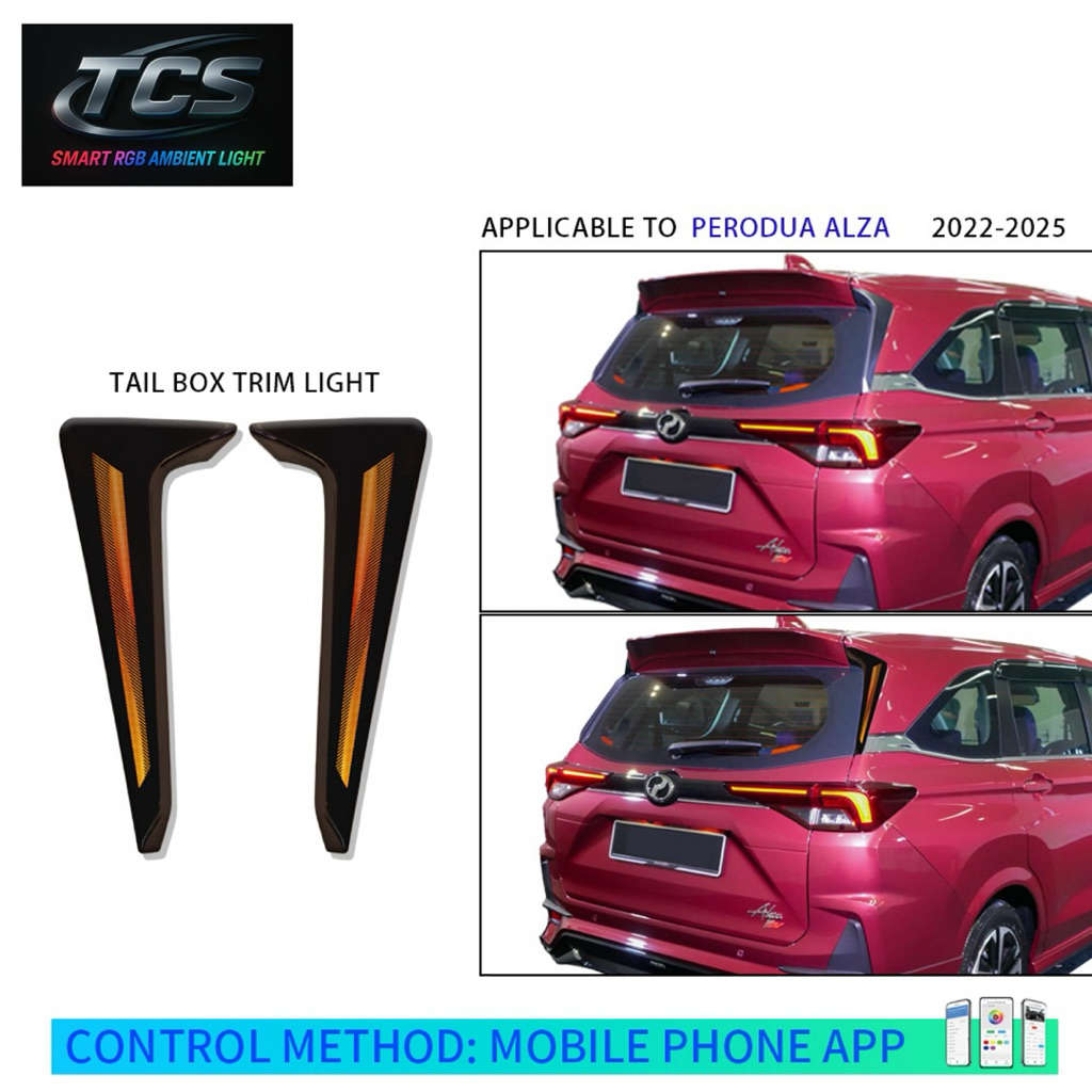 TCS perodua alza 2022-2025 car smart rgb led light spoiler garnish plug ...