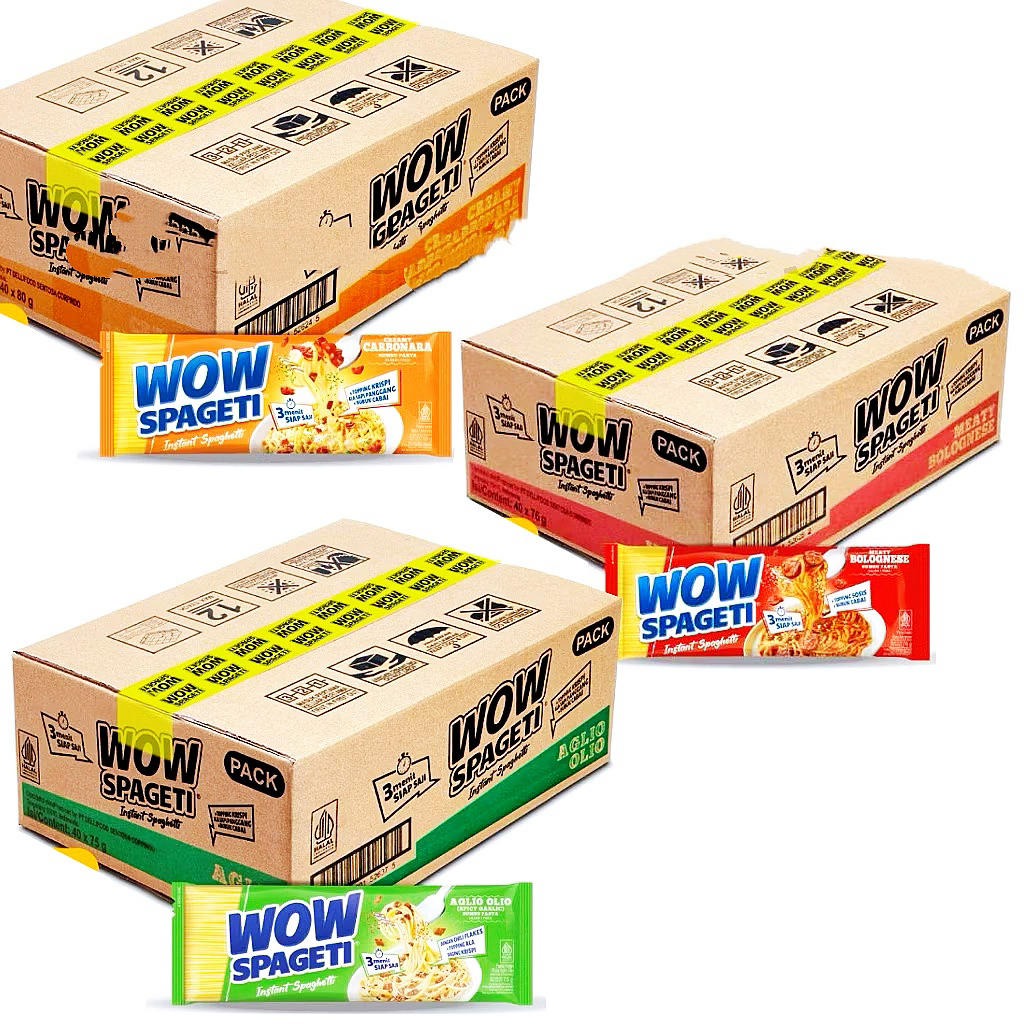WOW/POP SPAGHETTI ( 1 KOTAK / 40PCS ) INSTANT NOODLE Halal | Shopee ...
