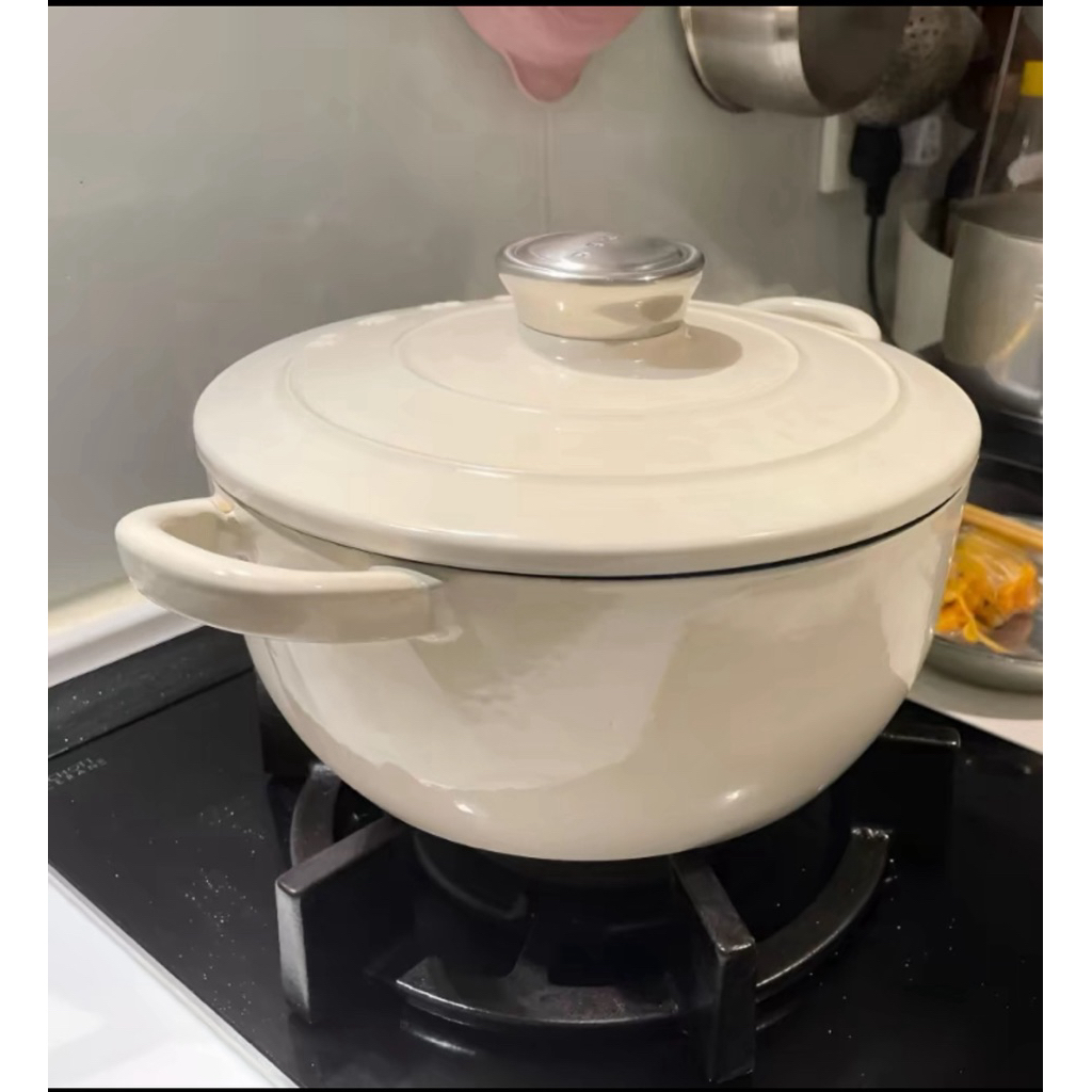 SMEG White and Black Premium Cast Iron Enamel Pot Cosserol Round Dutch ...