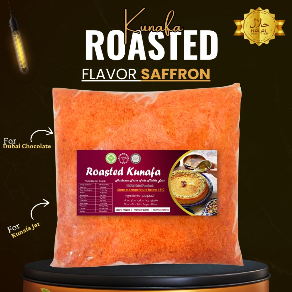 Roasted Kunafa Dough – Saffron Flavor, Ready-to-Use Crispy Pastry for ...
