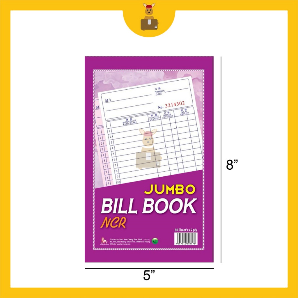 Jumbo NCR Bill Book with Numbering (2PLY x 80 Sheets) 5" x 8" | Shopee ...