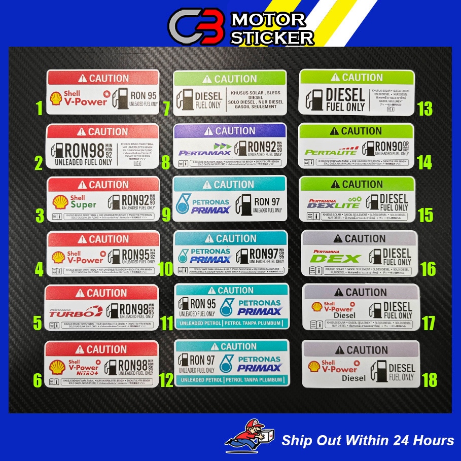STICKER CAUTION UNLEADED FUEL ONLY STICKER SHELL PETRONAS STIKER / M426 ...