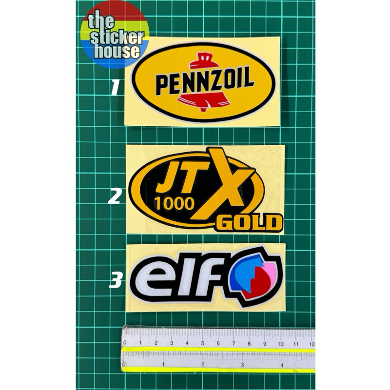 STICKER PENNZOIL / JTX 1000 GOLD / ELF STICKER CUTTING OVERLAPPING ...