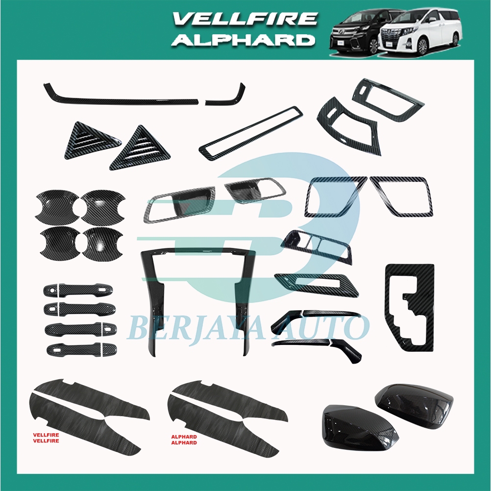 Toyota Vellfire / Alphard 30 Series Interior Exterior Decoration Carbon ...