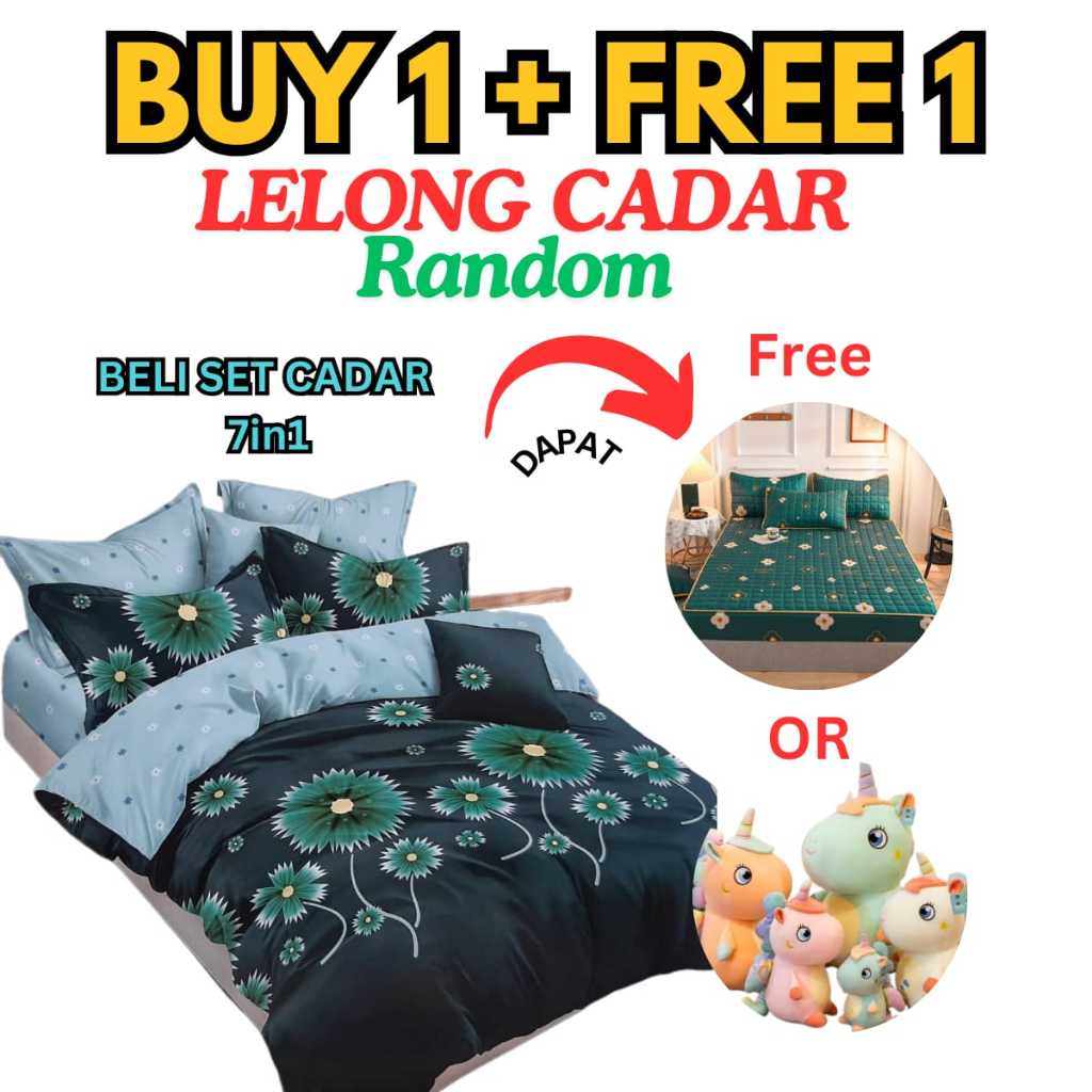 BUY 1 FREE 1 (RANDOM) CADAR QUEEN 7IN1 (TERMASUK COMFORTER) | Shopee ...