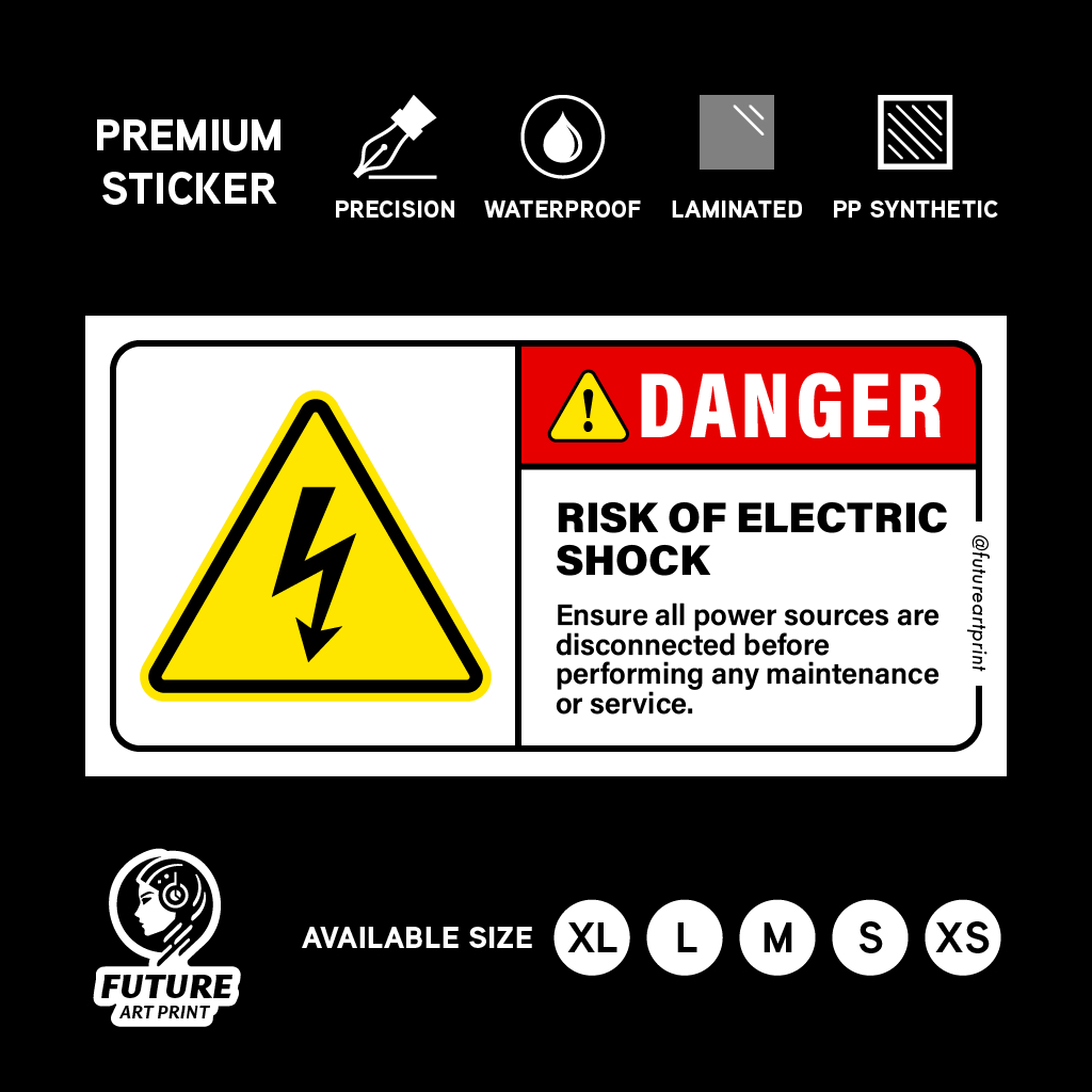 Risk of Electric Shock. Safety Sticker. Warning Caution Danger Sign ...