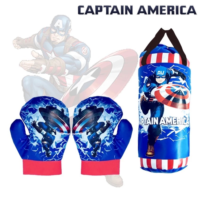 Captain America & Spiderman Punching Bag Boxing Play Set for Kids with ...