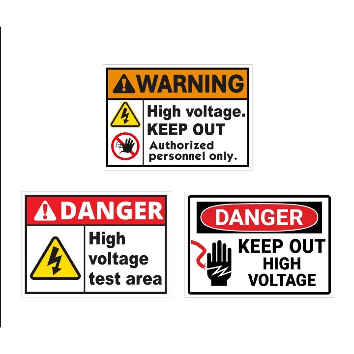Danger High Voltage Electric Shock Risk Sign Notice Warning Danger ...