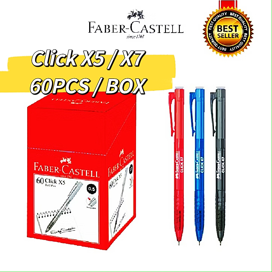 Faber-Castell Ball Pen Click X5 / X7 (60pcs/box) / Bundle Bulk 60pcs | Shopee Philippines