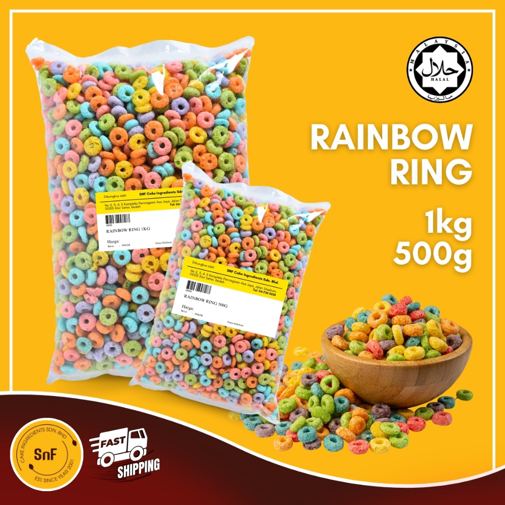 Rainbow Ring Crunch Cereal Chocojar Repack Colour Cereal Halal 1kg 500g ...