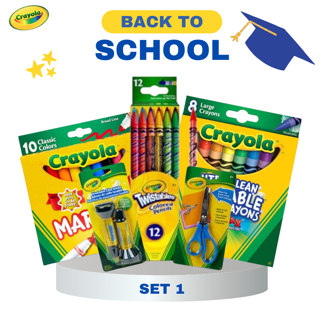 Crayola Back To School Set 1 (Glue/Scissors/Color Pencil/Marker/Crayons ...