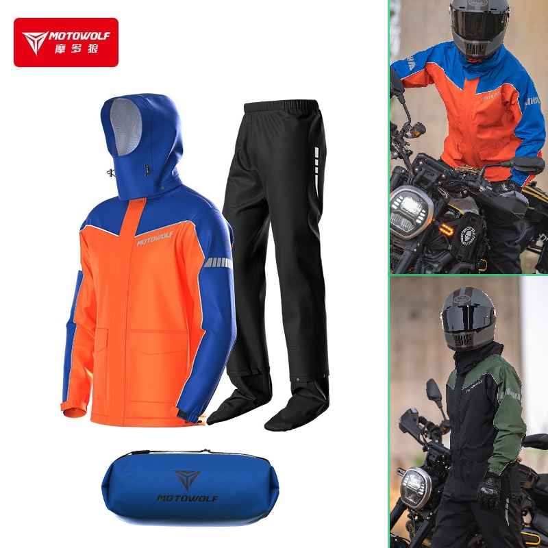 MOTOWOLF MOTORCYCLE WATERPROOF RAINSUIT JACKET & PANTS – WINDPROOF ...
