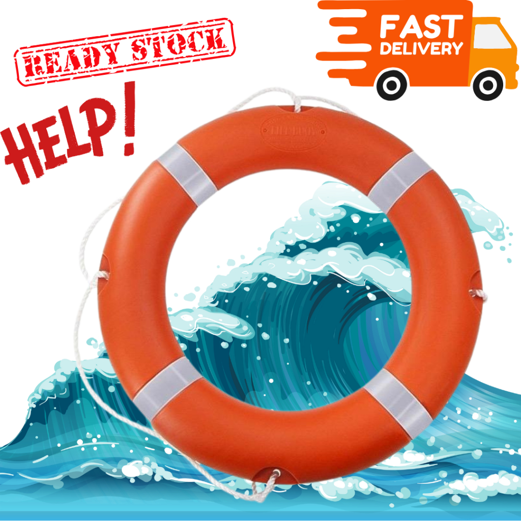 Marine Lifebuoy Safety PVC Adult Life-Saving Swimming Ring Reflective ...