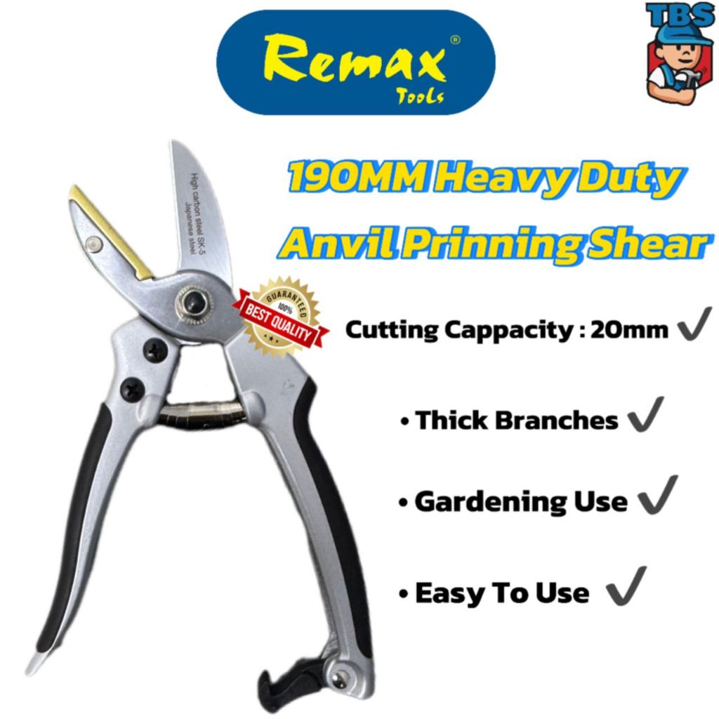 Remax Anvil Pruning Shear H/Duty 190mm / Garden Cutter / Branches ...