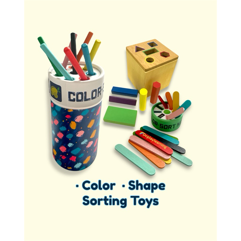 Montessori Early Learning Color & Shape Sorting Educational Toy Set ...