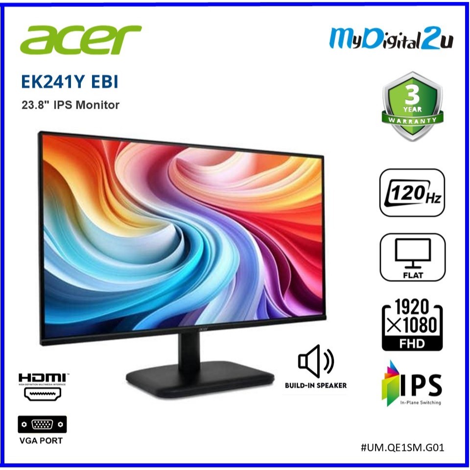 ACER EK241Y Gbmix 23.8'' FHD Led Flat Monitor ( Full HD/ IPS Panel/1Ms ...