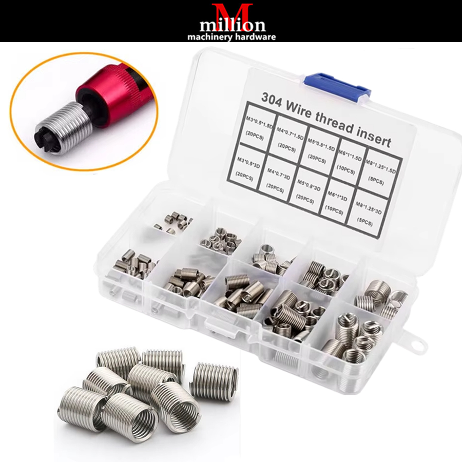 150pcs Stainless Steel Wire Thread Insert Kit M3 M4 M5 M6 M8 Helicoil ...