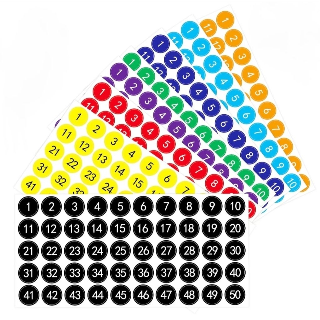 (10 colors) 1- 200 Waterproof 1INCH / 2.5cm Number Label Sticker ...